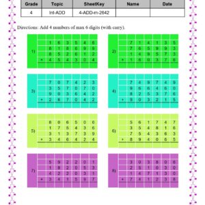 Addition Worksheets For Grade 4 - https://eLearning24x7.com