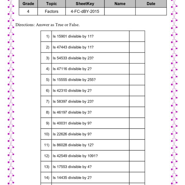 Factors And Multiples Worksheets For Grade 4 - https://eLearning24x7.com