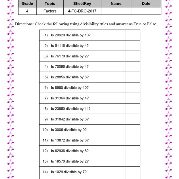 Factors And Multiples Worksheets For Grade 4 - https://eLearning24x7.com