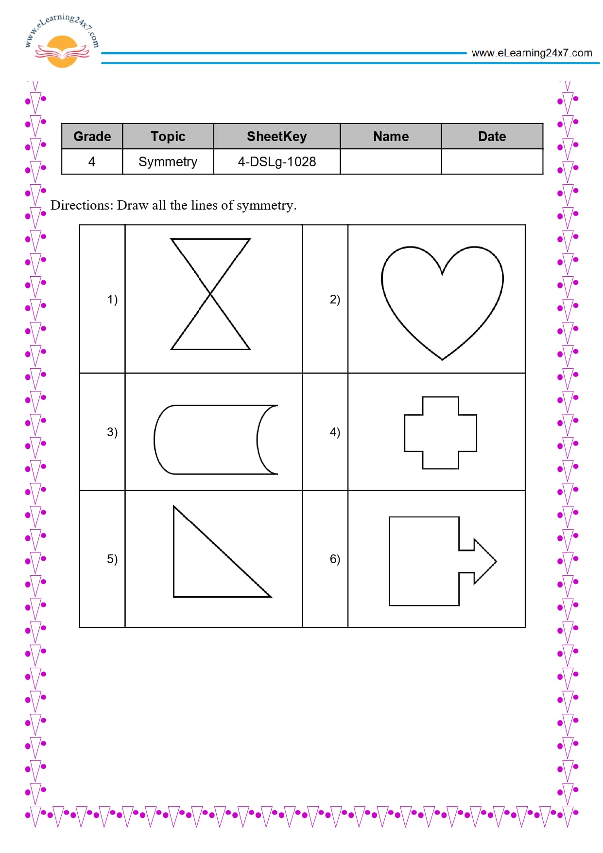 Draw Line of Symmetry - https://eLearning24x7.com