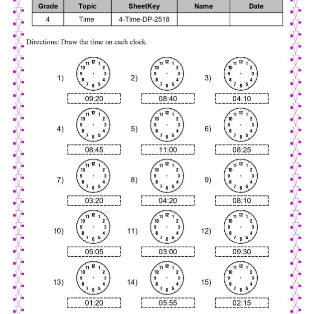 Time Worksheets For Grade 4 - https://eLearning24x7.com