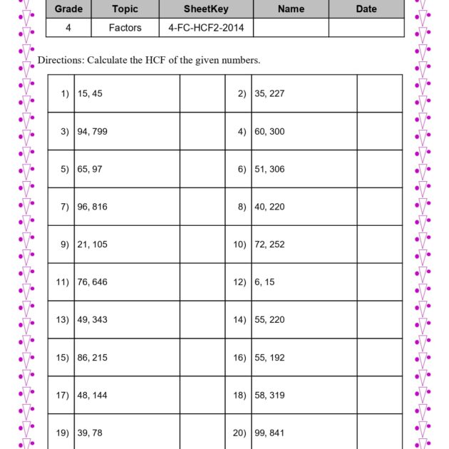 Factors And Multiples Worksheets For Grade 4 - https://eLearning24x7.com
