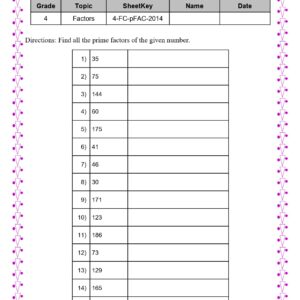 Factors And Multiples Worksheets For Grade 4 - https://eLearning24x7.com