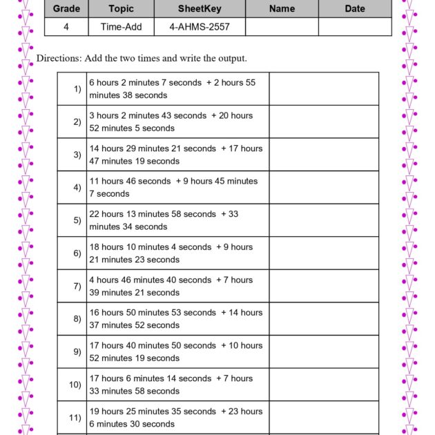 Time Worksheets For Grade 4 - https://eLearning24x7.com