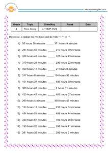 Time Worksheets For Grade 4 - https://eLearning24x7.com