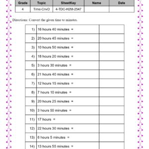 Time Worksheets For Grade 4 - https://eLearning24x7.com