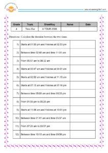 Time Worksheets For Grade 4 - https://eLearning24x7.com