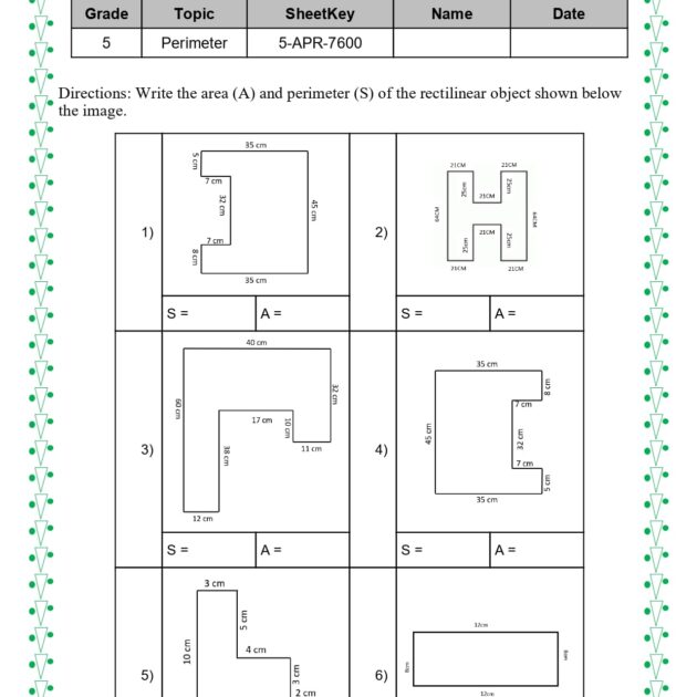Area, Perimeter, & Volume Worksheets For Grade 5 - https ...