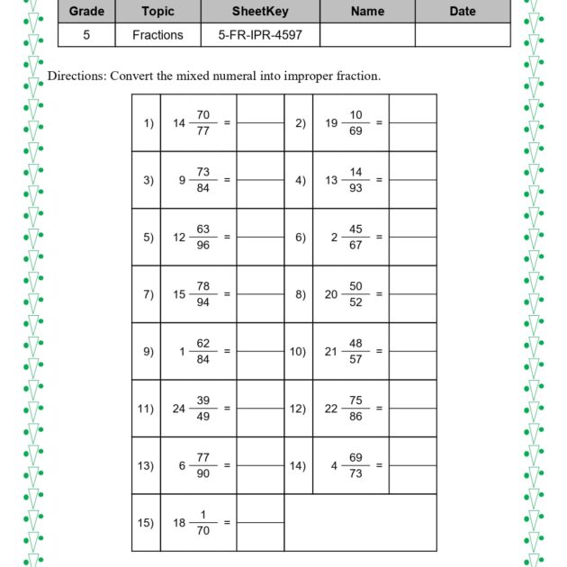Fractions Worksheets For Grade 5 - https://eLearning24x7.com