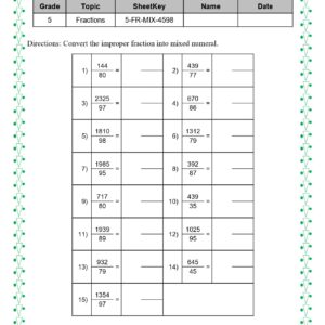 Fractions Worksheets For Grade 5 - https://eLearning24x7.com