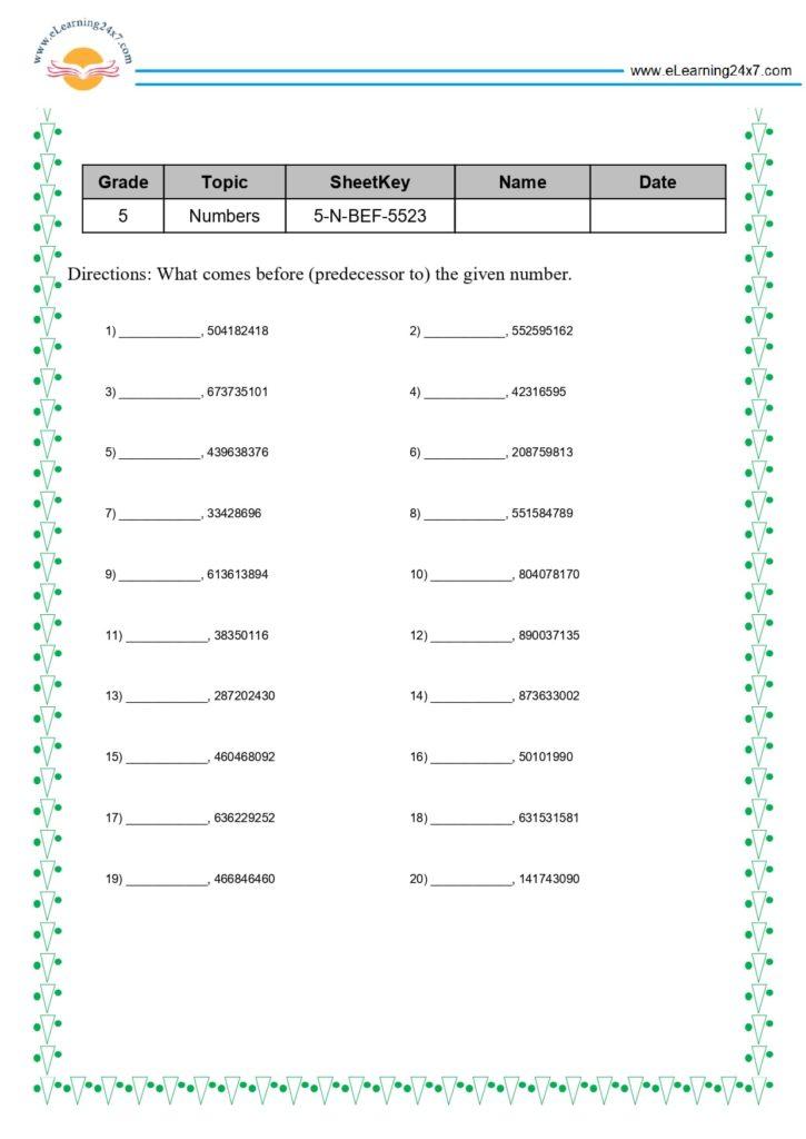 Predecessor Number - https://eLearning24x7.com