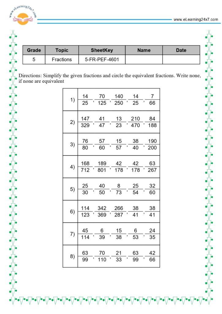 Pick Equivalent Fractions - https://eLearning24x7.com