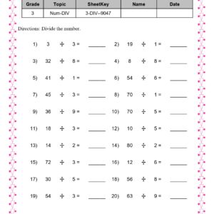 Division Worksheets For Grade 3 - https://eLearning24x7.com