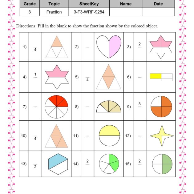 Fractions Worksheets For Grade 3 - www.eLearning24x7.com