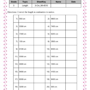 Length Measurement Worksheets For Grade 3 - https://eLearning24x7.com