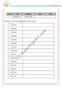 Number System Worksheets For Grade 3 - https://eLearning24x7.com