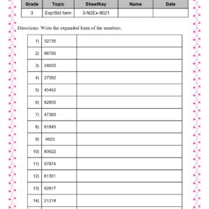 Number System Worksheets For Grade 3 - https://eLearning24x7.com