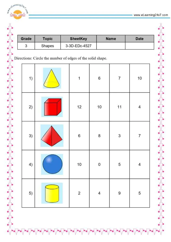 Geometry Worksheets For Grade 3 - www.eLearning24x7.com