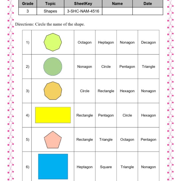 Geometry Worksheets For Grade 3 - https://eLearning24x7.com