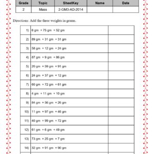 Mass Measurement Worksheets For Grade 2 - https://eLearning24x7.com