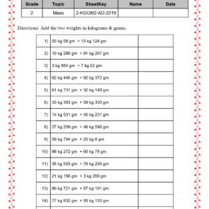 Mass Measurement Worksheets For Grade 2 - https://eLearning24x7.com