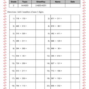 Addition Worksheets For Grade 2 - https://eLearning24x7.com