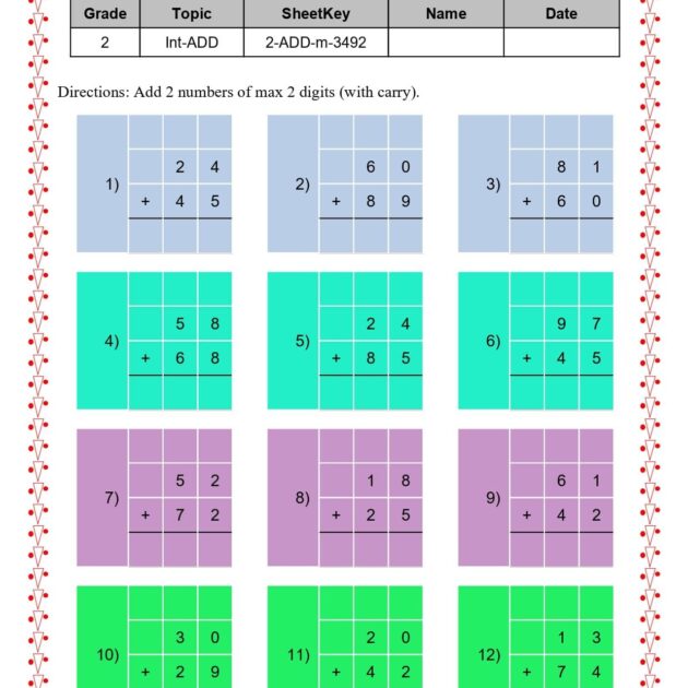 Addition Worksheets For Grade 2 - https://eLearning24x7.com