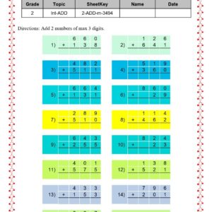 Addition Worksheets For Grade 2 - https://eLearning24x7.com
