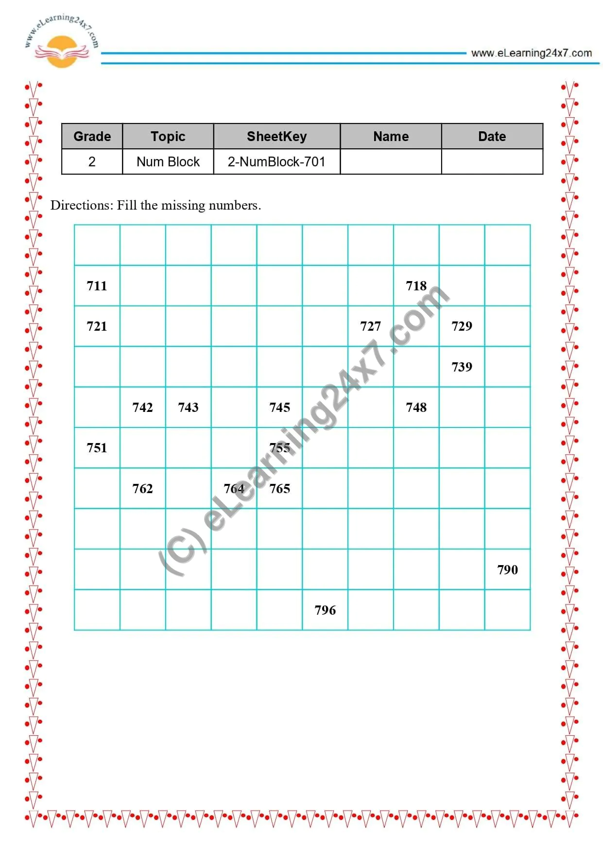 Number System Worksheets For Grade 2 - https://eLearning24x7.com