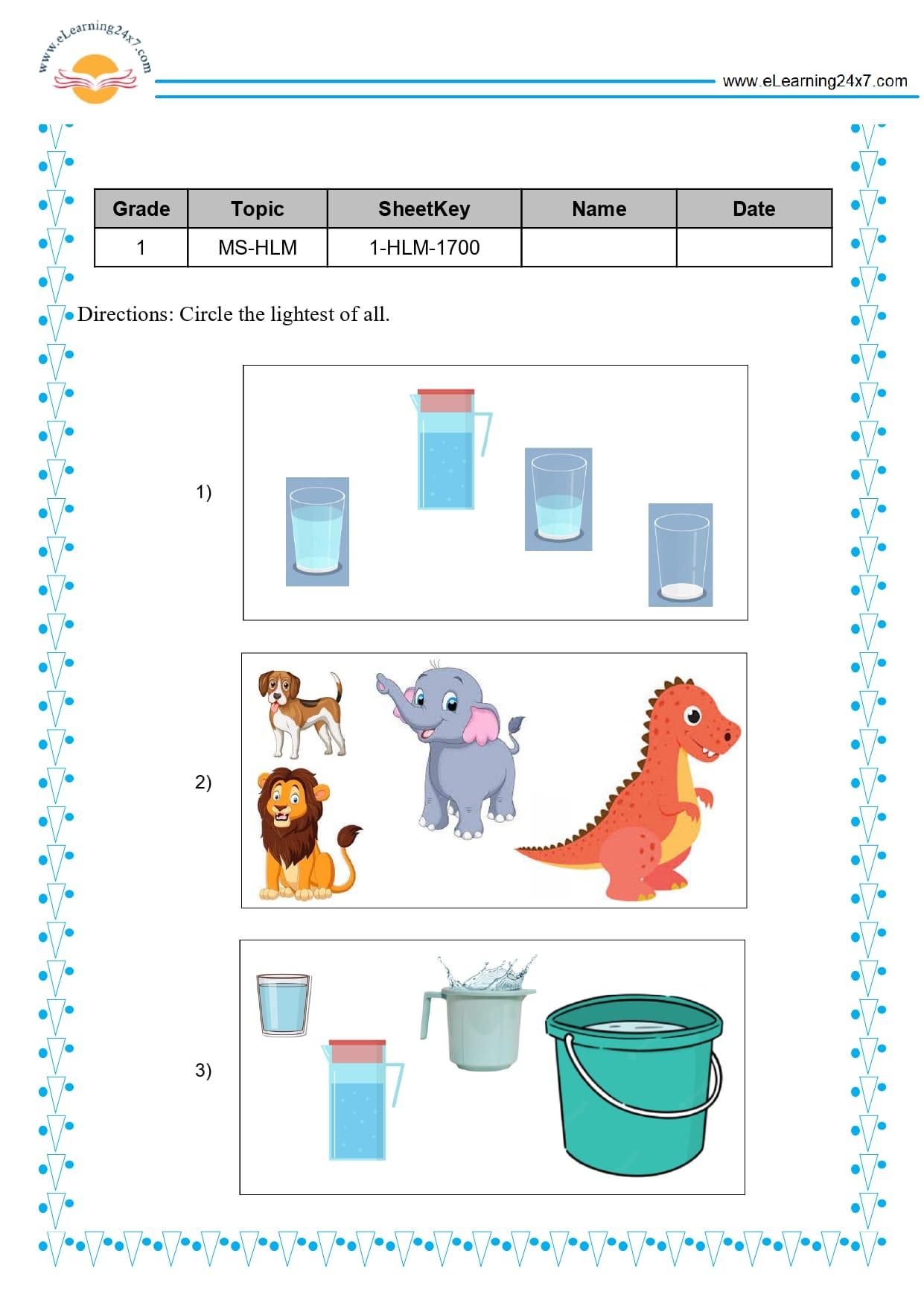 Identify The Lightest Object - https://eLearning24x7.com