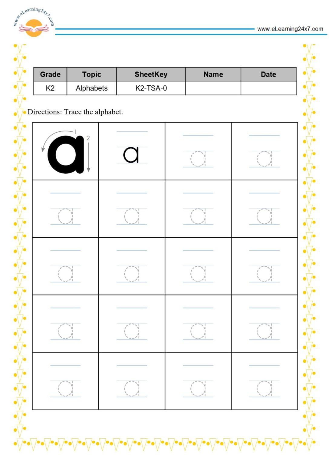 Trace Lowercase Alphabet ‘a’ - https://eLearning24x7.com