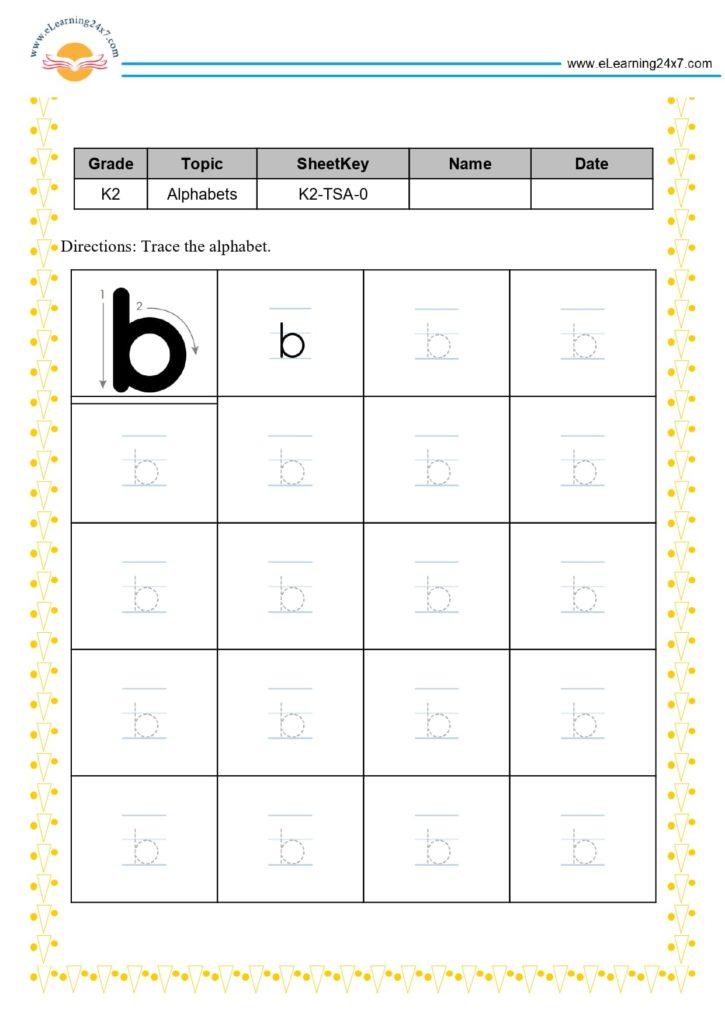 Trace Lowercase Alphabet ‘b’ - https://eLearning24x7.com