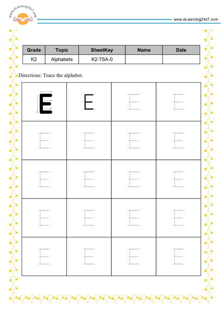 Trace Alphabet ‘E’ - https://eLearning24x7.com