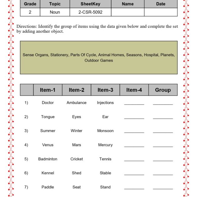 Noun Worksheets For Grade 2 - https://eLearning24x7.com