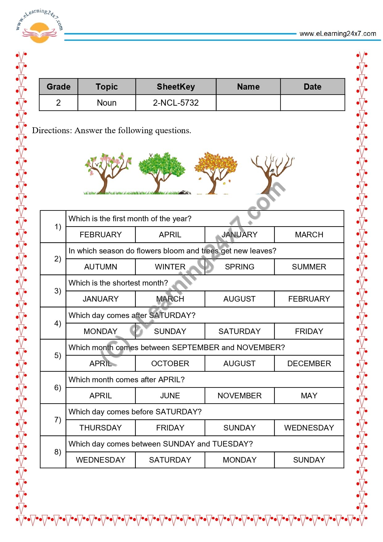 Noun Worksheets For Grade 2 - https://eLearning24x7.com