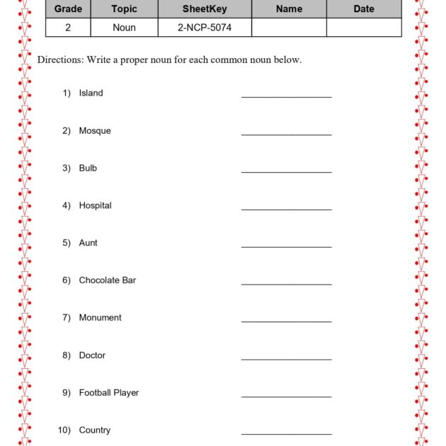 Noun Worksheets For Grade 2 - https://eLearning24x7.com
