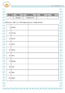 Adverbs Worksheets For Grade 1 - https://eLearning24x7.com