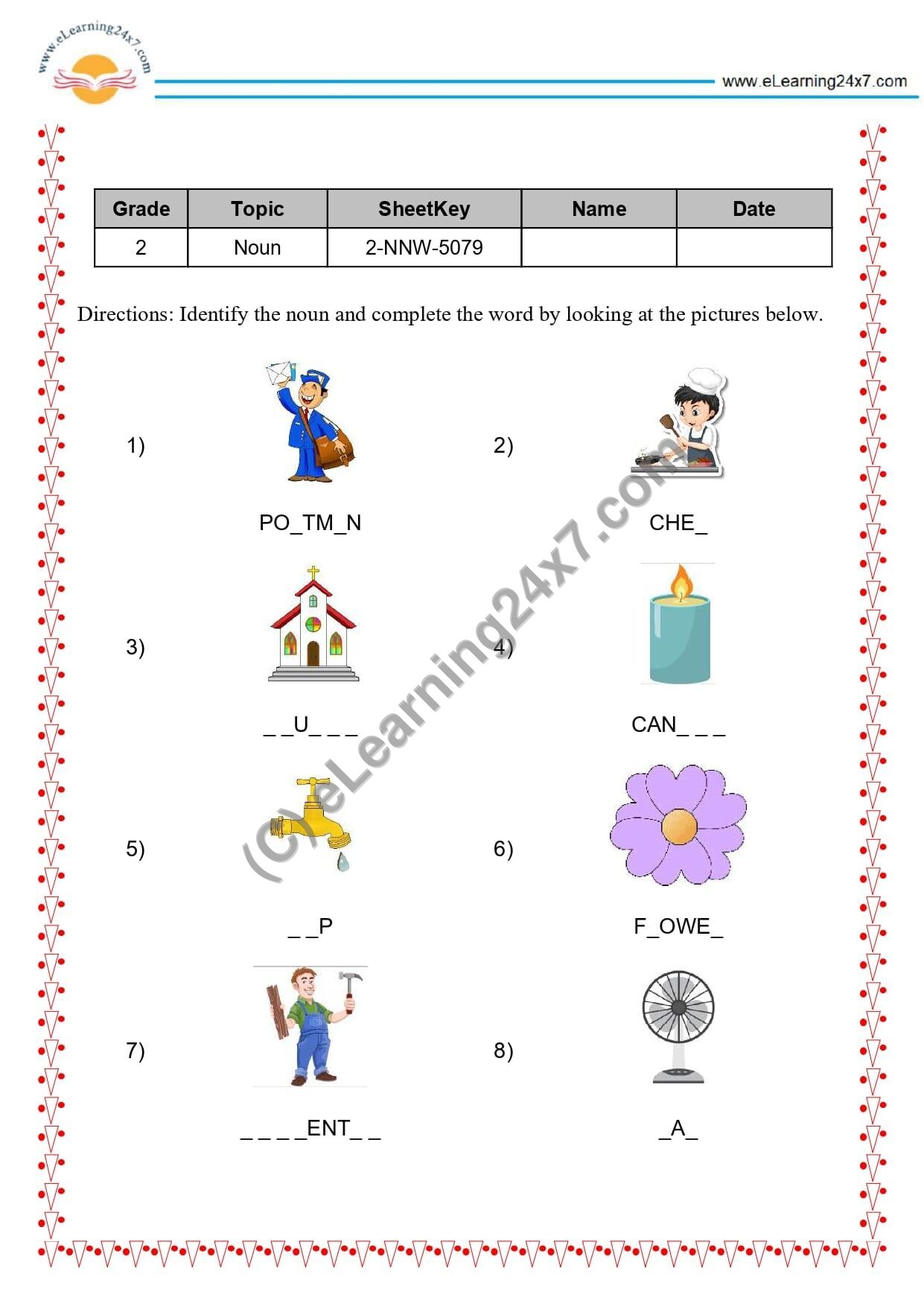 Noun Worksheets For Grade 2 - https://eLearning24x7.com