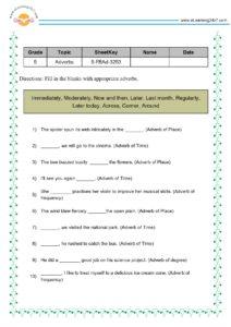 Adverbs Worksheets For Grade 5 - https://eLearning24x7.com