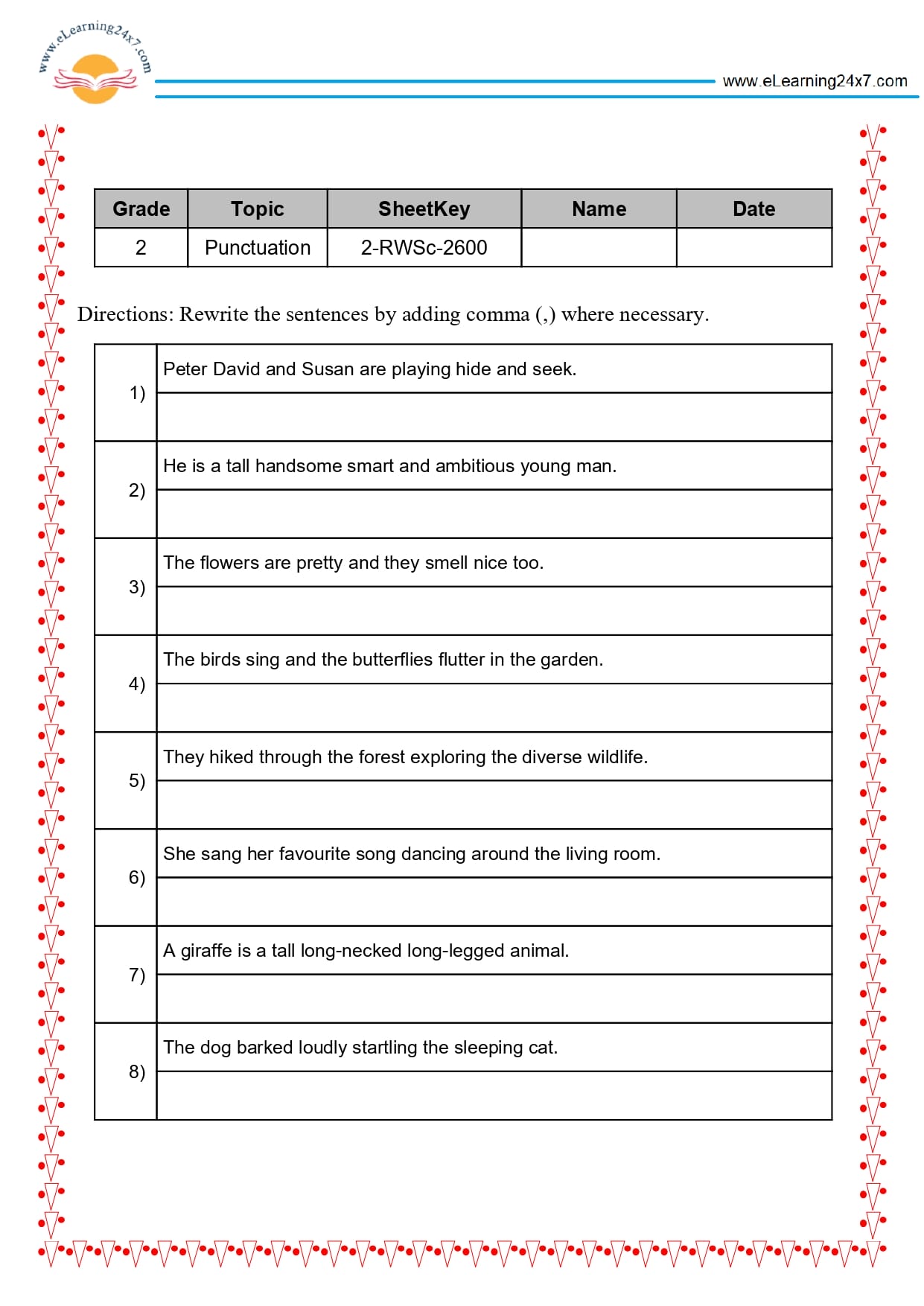 Punctuation Worksheets For Grade 2 - www.eLearning24x7.com