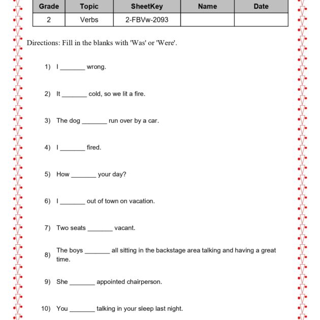 Verbs Worksheets For Grade 2 - https://eLearning24x7.com