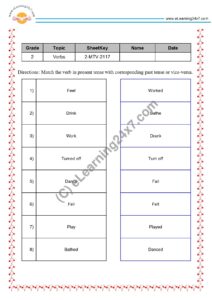 Verbs Worksheets For Grade 2 - https://eLearning24x7.com