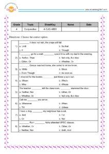 Conjunction Worksheets For Grade 4 - www.eLearning24x7.com