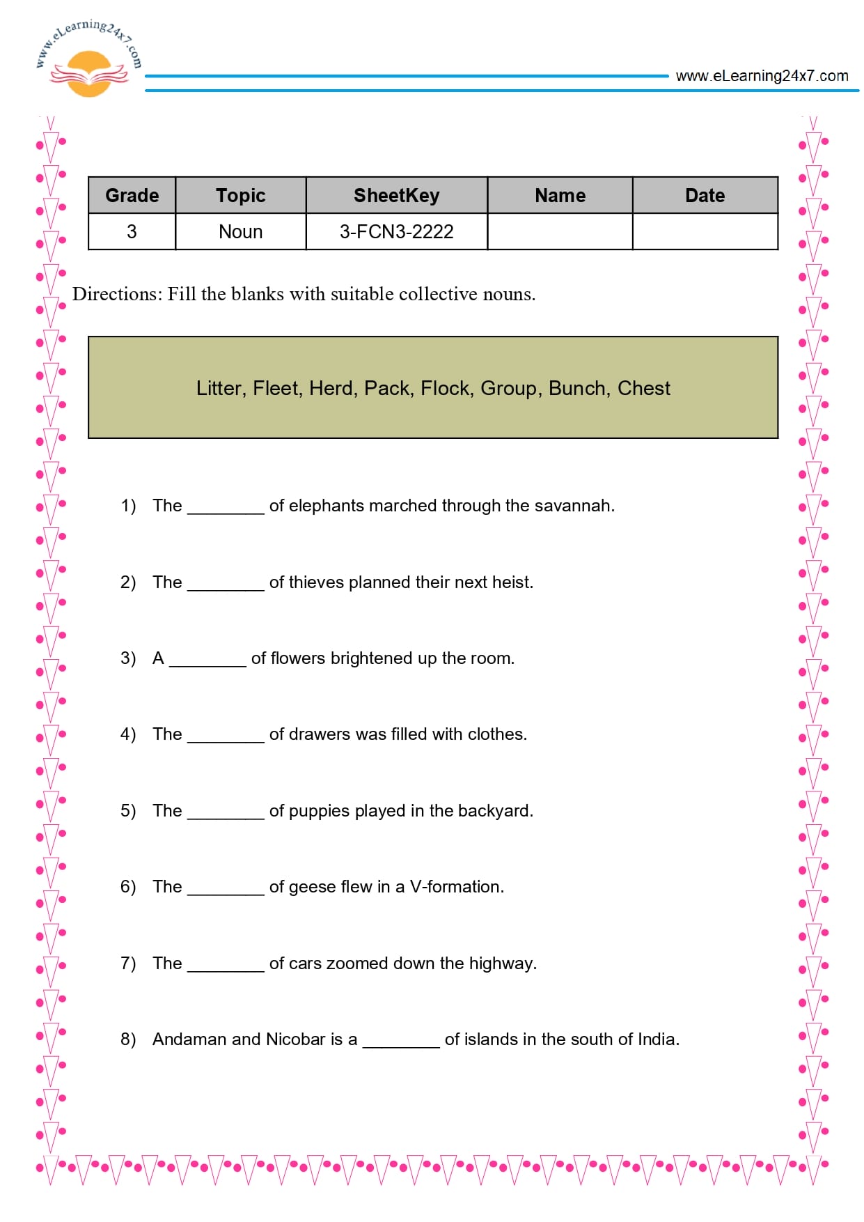 Noun Worksheets For Grade 3 - https://eLearning24x7.com