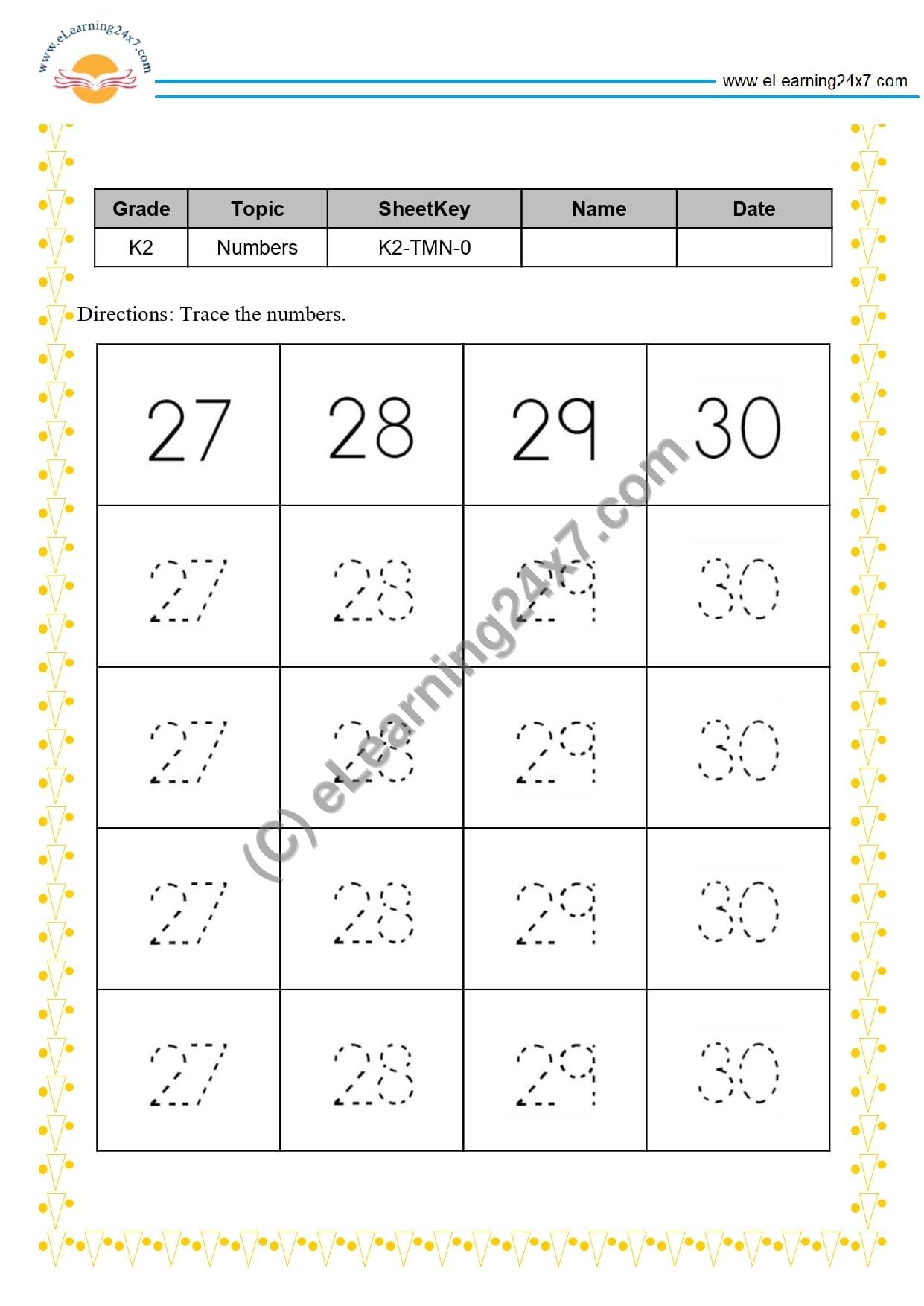 Trace Numbers 29-30-31-32 - https://eLearning24x7.com