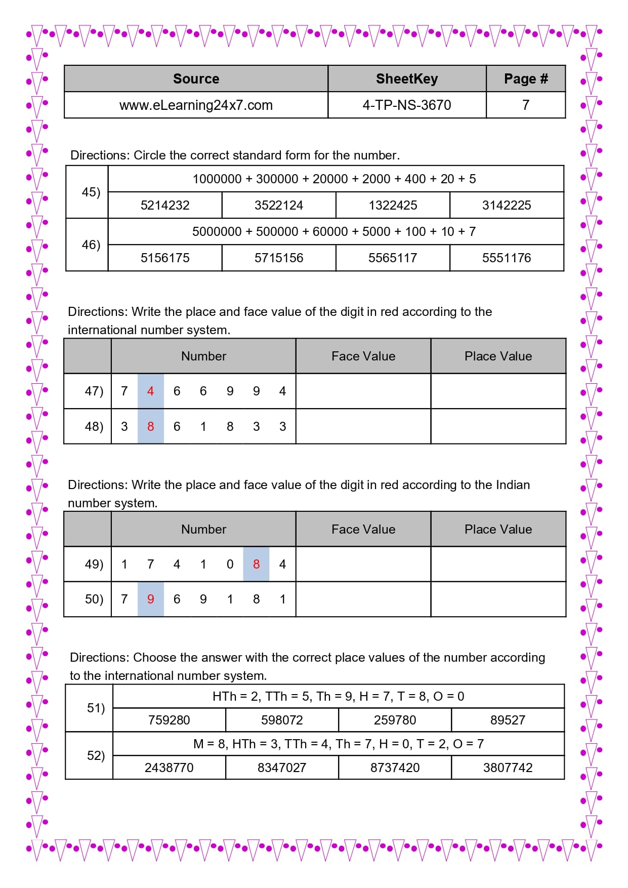Number System Mock Test Paper - https://eLearning24x7.com
