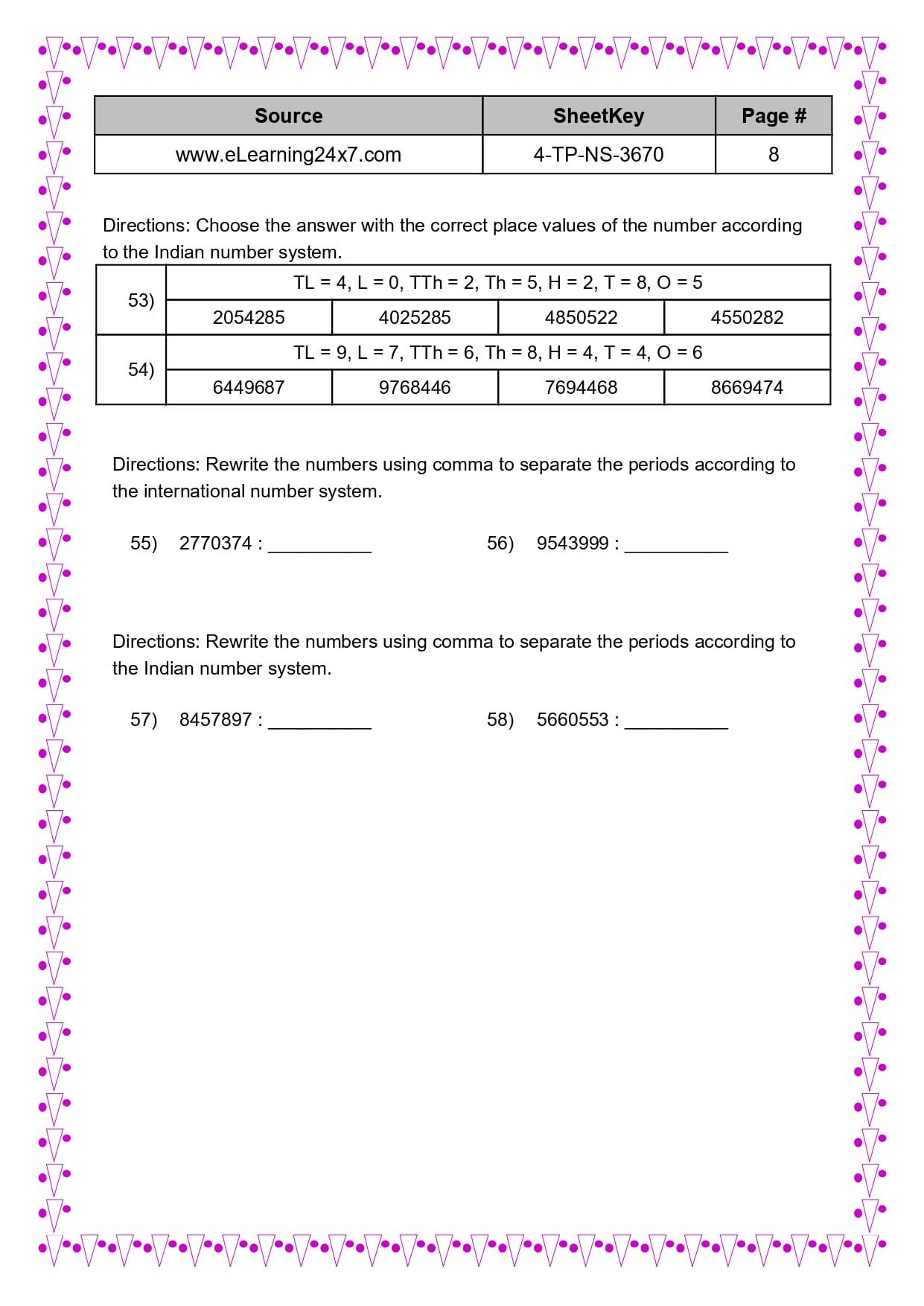 Number System Mock Test Paper - https://eLearning24x7.com